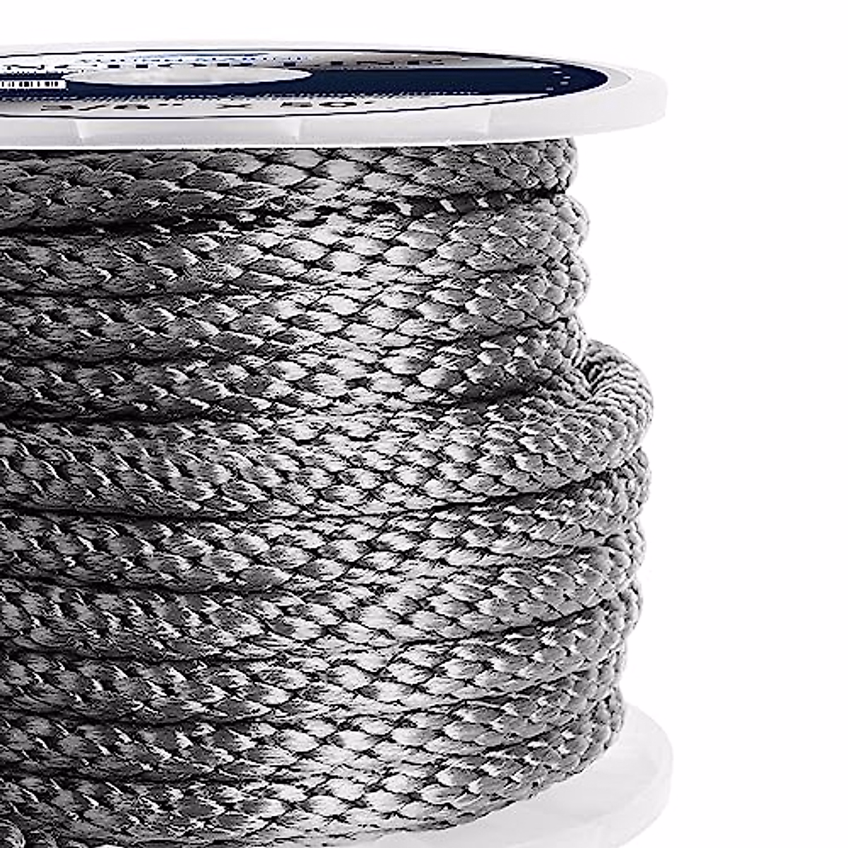 YOUNG MARINE Made 3/8 Inch 100FT 150FT Premium Solid Braid MFP Anchor Line Braided Anchor Rope/Line with Stainless Steel Thimble and Shackle, Grey (3/8" x 50')