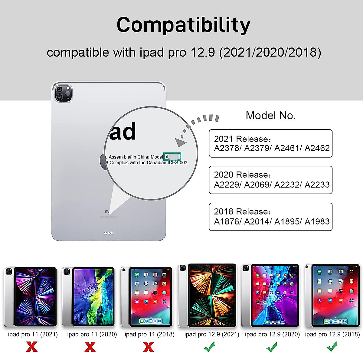 Timecity Protective Case for iPad Pro 12.9 inch 6th/ 5th/ 4th/ 3rd Generation, with Strong Protection, Screen Protector, Hand/Shoulder Strap, Rotating Stand, Pencil Holder - Black