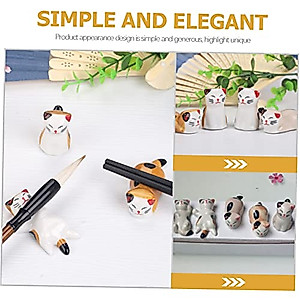 Ciieeo 6pcs Cat Chopstick Rest Chopstick Rack Pillow Ceramic Chopsticks Stand Tableware Holder Ceramic Rabbit Figurine Decorative Chopstick Rest Spoon Rest Holder Kitten Ceramics