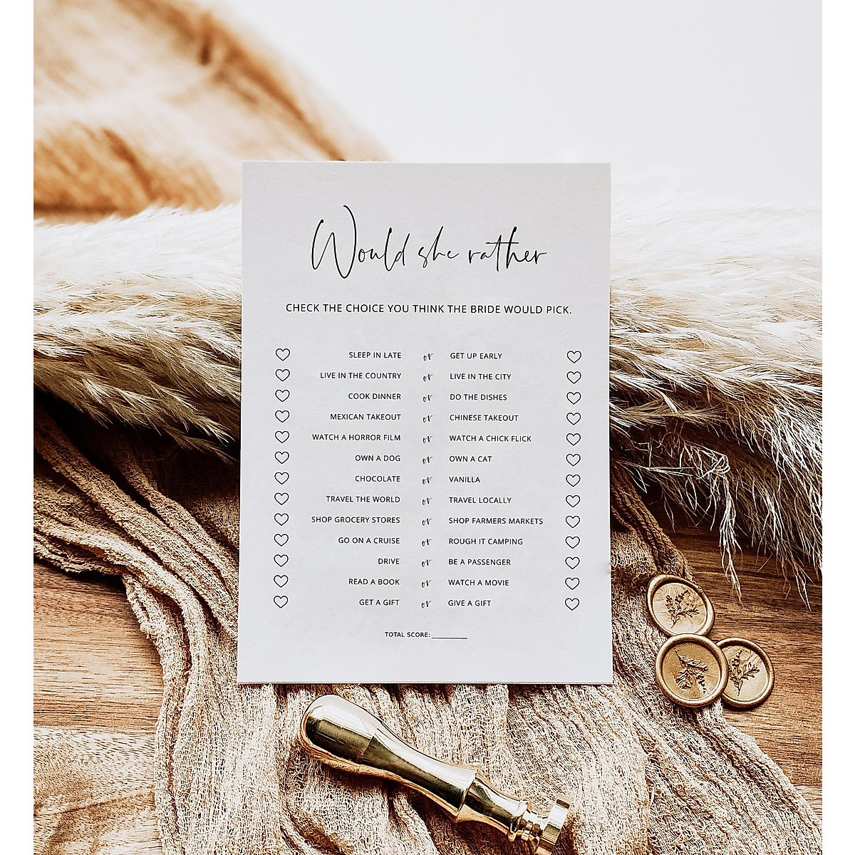 GardenCity Bridal Shower Games, Would She Rather Bridal Shower Game For 50 Guests, 50 Cards - Minimalist (Would She Rather)