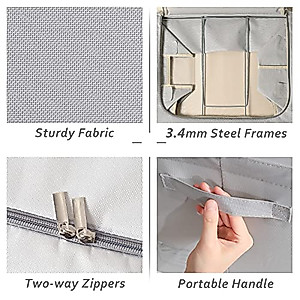 FHSQX Clothes Storage Bins,Foldable Clothing Storage Box,Stackable Steel Frame Oxford Fabric Organizer with Clear Window & Carry Handles