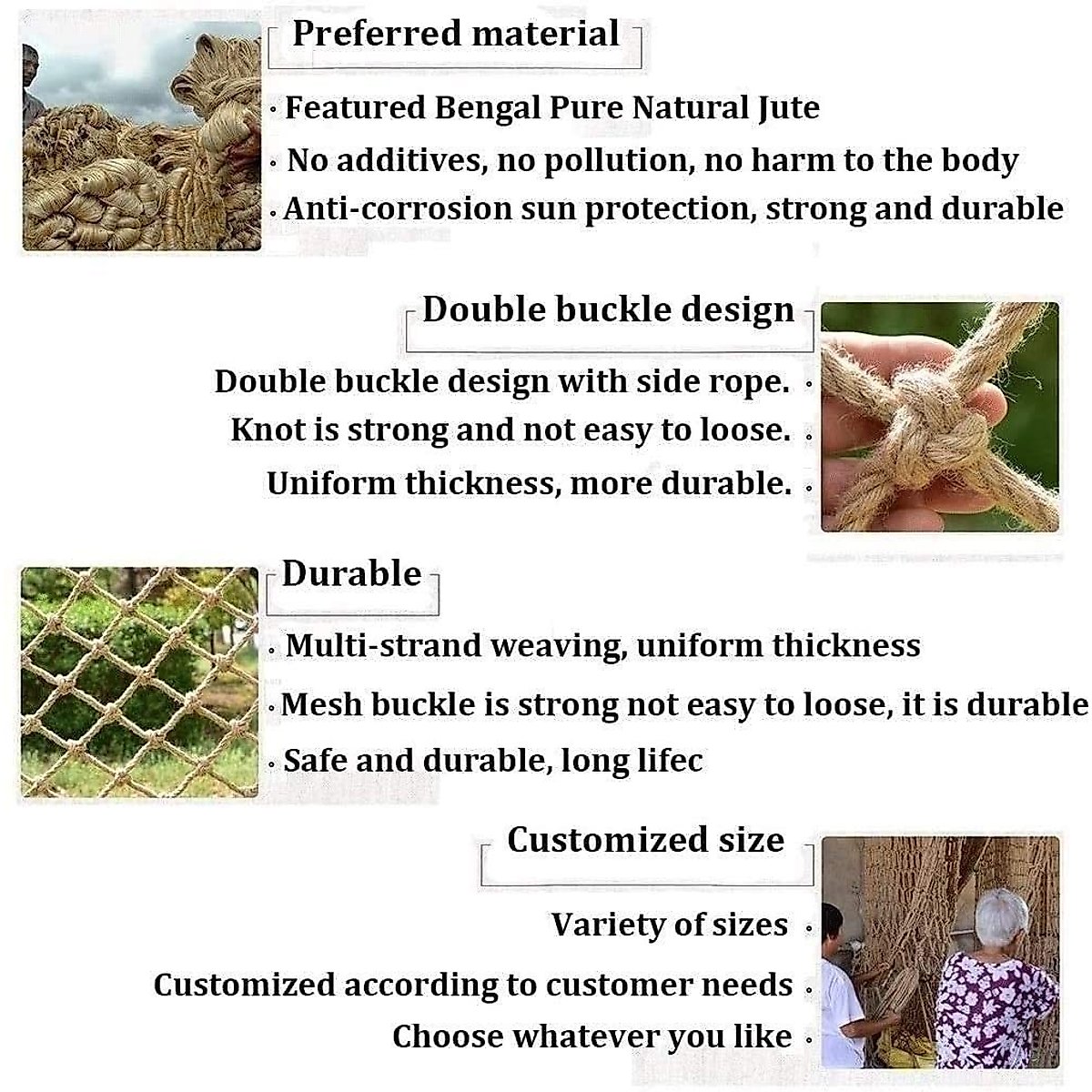 RZM Rope Netting Heavy Duty, Climbing Rope Net Playground Treehouse Hemp Safety Net Stair Balcony Protection Netting Kids Outdoor Swing Toys (Size : 2 * 3m(7 * 10ft))