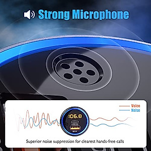 LENCENT Car FM Transmitter, Wireless Bluetooth 5.1 Radio Adapter Car Kit with Big Button, Type C PD 20W and QC3.0 18W Car Fast Charger, Bass Lossless Hi-Fi Sound Music Streaming, Wireless Call