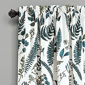 Lush Decor White-and-Green Devonia Room-Darkening Window Curtain Set, 84 in x 52