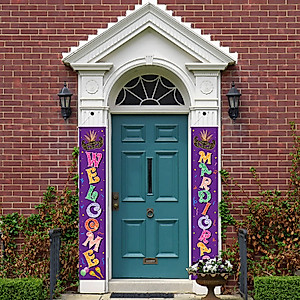 Mardi Gras Door Banner - LIYDE Mardi Gras Decorations Hanging Mardi Gras Porch Signs Outdoor Indoor Banner