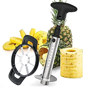 Newness Pineapple Corer Cutter, [Upgraded, Electric & Manual] Stainless Steel Fruit Pineapple Slicer with Electric Drill Accessory [Easier & Faster], Durable Pineapple Core Remover Kitchen Tool