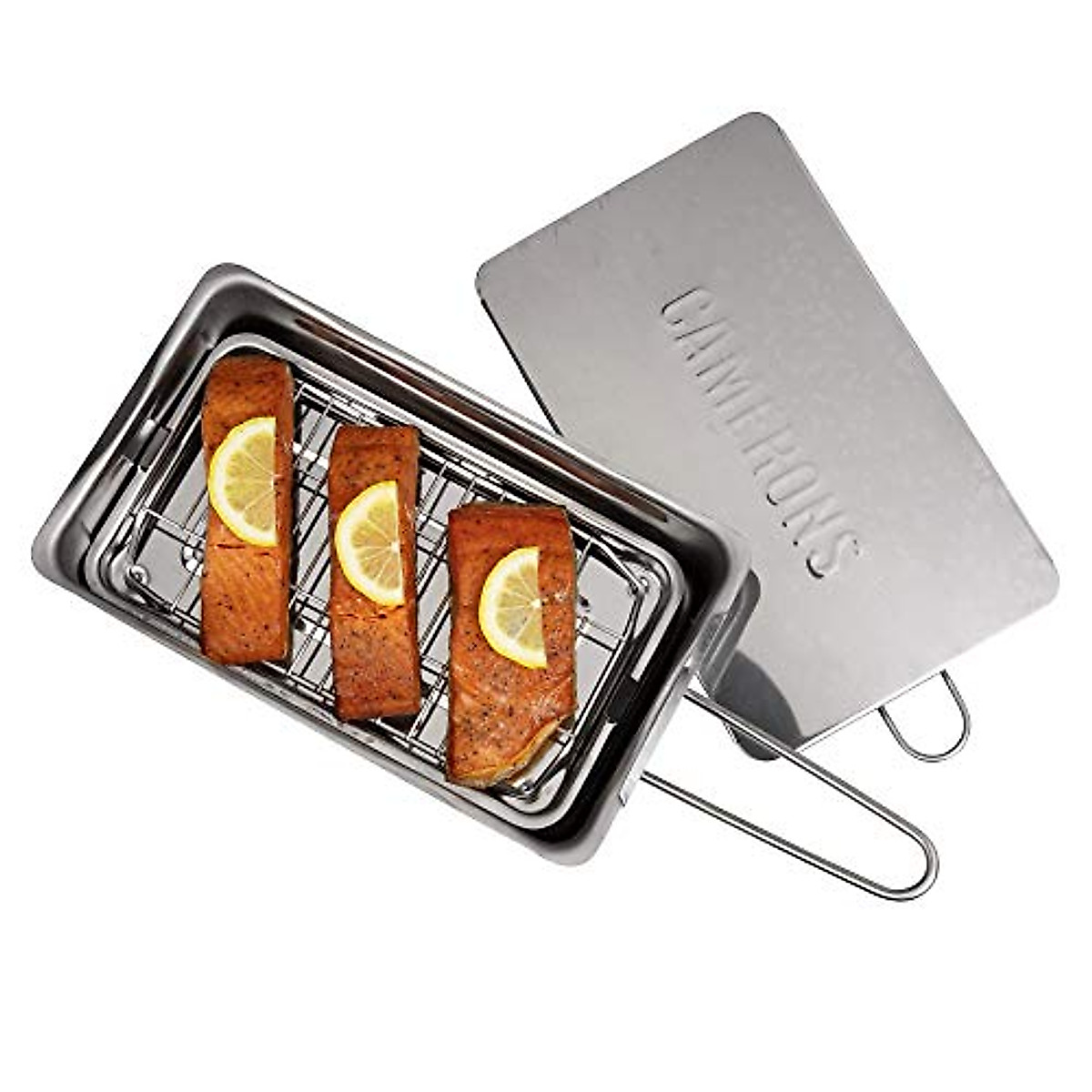 Gourmet Mini Stovetop Smoker - Stainless Steel Smoker Box w/Hickory Smoking Wood Chips - Works On Any Heat Source, Indoor Stovetop or Outdoor BBQ Grill-Great Fathers Day Gift & Grilling Gift for Men