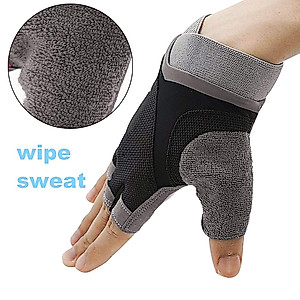 Luwint Women Fingerless Yoga Gloves Non Slip Padded - Barre Pilates Fitness Workout Training Wrist Exercise Accessories (Black, Medium)