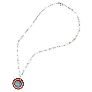 Marvel Comics Officially Licensed Hypoallergenic Stainless Steel Captain America Shield Chain Pendant Necklace, 16"