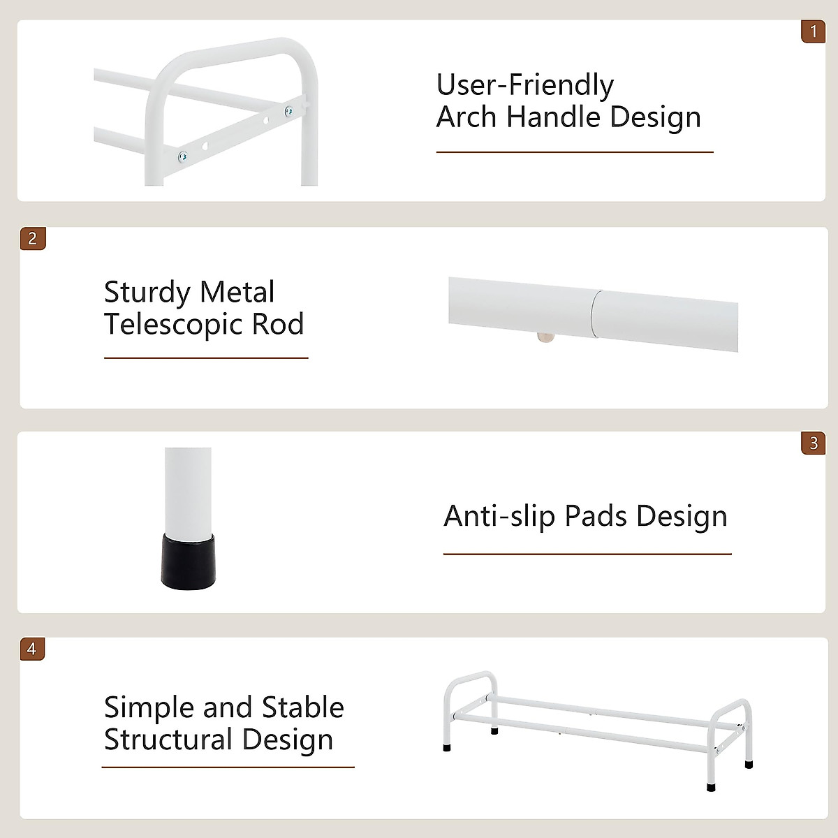 Gewudraw 1-Tier Shoe Rack Expandable, Width Adjustable Shoe Shelf Storage Organizer, 41.53'' Metal Standing Shoe Rack for Bedroom Entryway Closet, Holds up to 6 Pairs Shoes, White