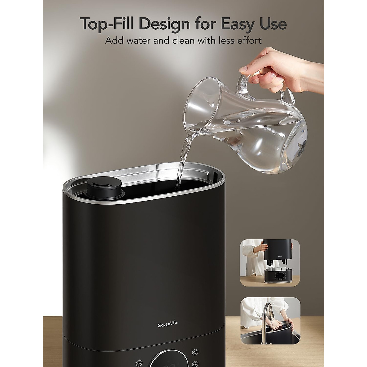 GoveeLife Smart Humidifiers for Bedroom, Cool&Warm Mist 7L Humidifier for Large Room, Auto Mode, Easy Top Fill, 70Hr Quiet Runtime, WiFi Air Humidifier with RGB for Baby, Plants Compatible with Alexa