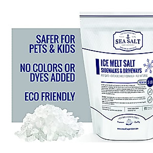 Sea Salt Superstore Ice Melt Salt for Sidewalks and Driveways - All-Natural Sea Salt Deicer, 5 Lb Bag