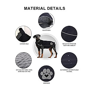 Dog Winter Coat Dog Clothes Waterproof Windproof Dog Jacket Warm Dog Vest for Cold Weather Dog Fleece Jacket with Reflective Stripe for Camping Hiking Walking - Blue - 3XL