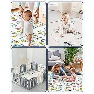 Baby Play Mat 79" X 71",Reversible Waterproof Foldable Foam Floor Playmat for Kids Toddlers, Extra Large Anti- Slip Baby Crawling Mat