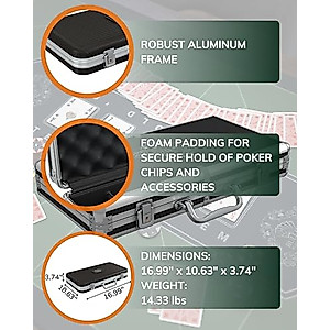 Bullets Playing Cards Poker Sets with Case - Versatile Denominations for Poker, Blackjack, & Casino Games - Durable & Complete Set - Poker Case with 300 Ceramic Poker Chips 'Richie' with Values