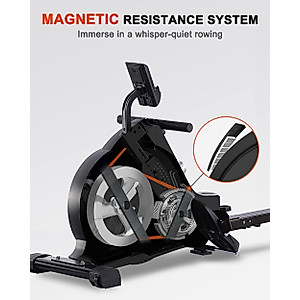 ECHANFIT Magnetic Rowing Machine for Home use，Foldable Rower Whit 350 LB Weight Capacity 16 Levels，Rower Machine Whit Adjustable Resistance LCD Monitor and Tablet Holder