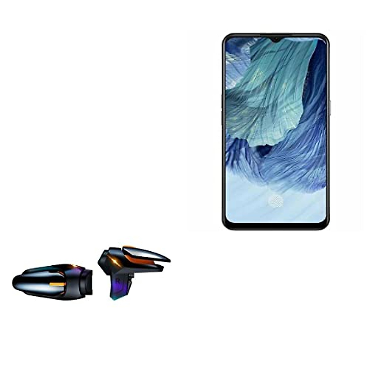 BoxWave Gaming Gear Compatible With Oppo A74 - Touchscreen QuickTrigger Auto, Trigger Buttons Autofire Gaming Mobile FPS - Jet Black