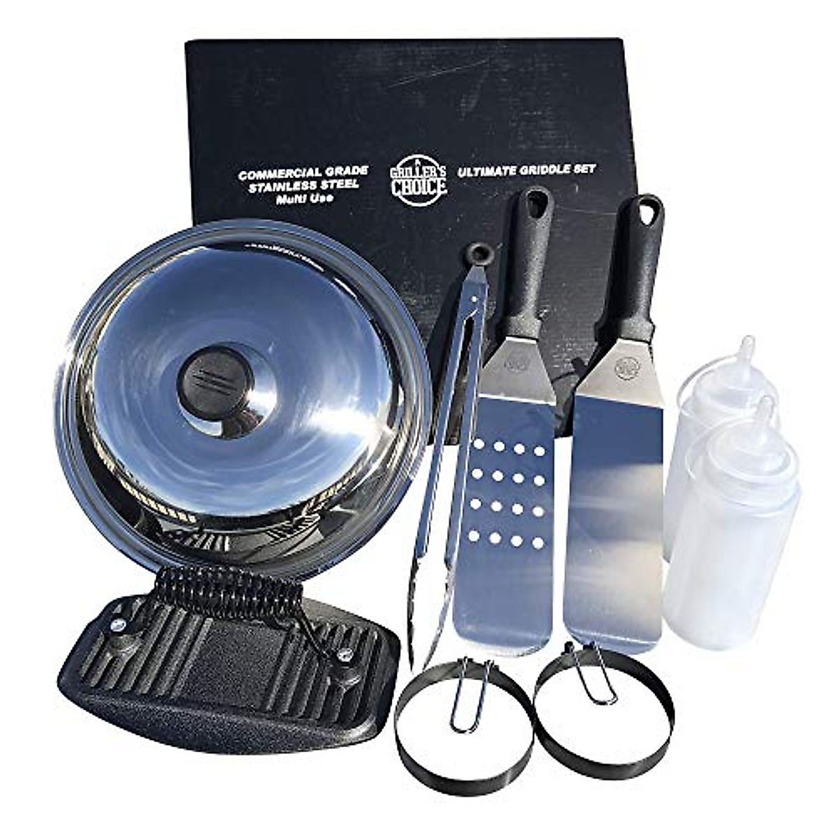 Grillers Choice- Ultimate Griddle Accessories Set- Metal Spatula Set for Flat top Grills, Commercial Heavy Duty Stainless Steel,Flat Top,Hibachi,Grilling- Designed by Chef and BBQ Judge