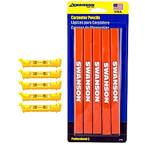 Swanson Tool Co CP700LLP002B Value Pack - 5 Orange Carpenter Pencils and 5 Bulk (Out of Package) Line Levels