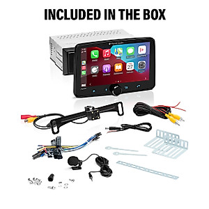 Planet Audio P80CPAC Car Stereo System, Apple CarPlay, Android Auto - Single Din, 8 Inch Touchscreen, Bluetooth Audio and Calling Head Unit, AM/FM Radio Receiver, No CD Player, USB, Hook to Amplifier