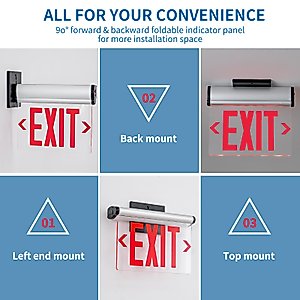 TANLUX Red Exit Signs for Business, LED Edge Lit Exit Sign, UL 924, Hardwired Emergency Exit Lights with Battery Backup, Aluminum Housing with Rotating Acrylic Clear Panel, AC 120/277V, 1 Pack