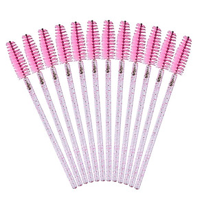 GCQQ 50PCS Mascara Wands,Crystal Pink Mascara Brushes, Disposable Eyelash Eyebrow Spoolies, Lash Brush for Makeup Eyelash Extensions, Eyebrow Spoolie for Lash Extension(Pink)