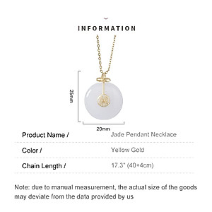 AMINKINA 14K Chrysoberyl Pendant Necklace, White Jade Pendant Necklace, Mother's Day, Birthday Gift for Mother, Wife (White jade, 14K)