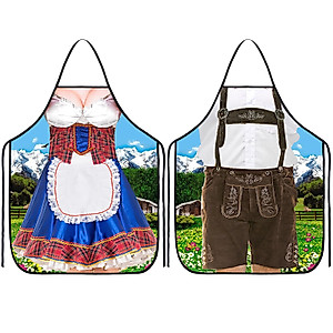 EBOOT 2 Pcs Oktoberfest Apron Female German Dirndl Oktoberfest Dress Novelty Aprons for Woman German Oktoberfest Party Beer (Charming Style)