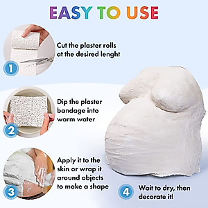 12pc Plaster of Paris Rolls - Fast Setting Gauze for Mache, Belly Casting, & Sculptures | Art and Craft Bandages, Wraps, Masks