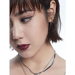 Fashion Spike Sterling Silver Hoop Earrings for Women Girls Men Hypoallergenic Minimalist Huggie Small Sleeper Hoops Cartilage Cuff Helix Stud Wrap Personalized Punk Jewelry (Silver)