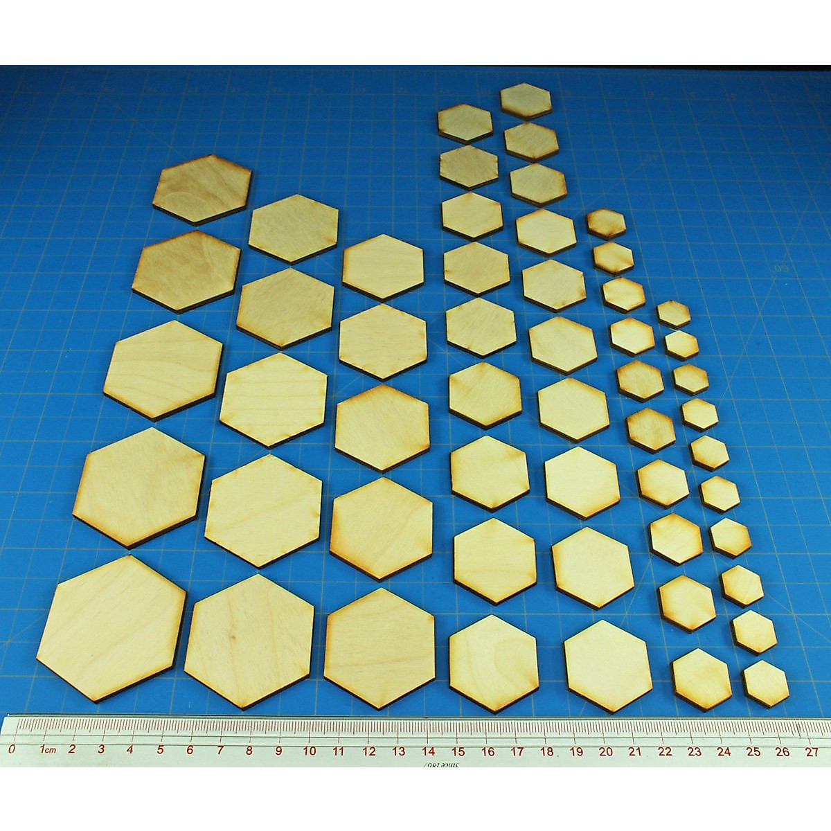 LITKO Miniature Base Set | Assorted Figure Stands | Wargames | Role-Playing Games | Compatible with Battletech | Laser-Cut 3mm Plywood (49 Pack Hex Sampler)