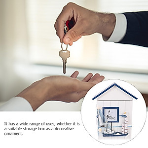 Veemoon Nautical Style Key Cabinet, Mediterranean Wall Mounted Key Cabinet Wooden Beach Living Keys Organizer for Office Home Bookstore Dining Room （Random Style）