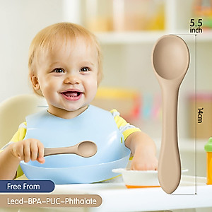 5 Pieces Baby Spoons Silicone Baby Spoons Infant Baby Feeding Spoons Soft Silicone Baby Spoons Bendable Baby Food Spoon Toddler Training Spoon for Infant Kids Toddlers Children Baby Gift