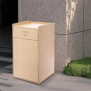 Undercat Trash Can 30L/27.24Qt Commercial Trash Can Thank You Trash Receptacle with Foldable Canvas Trash Bag Garbage Restaurant Trash Can Cabinet (Wood Color)