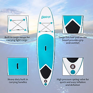 FAYEAN Inflatable Stand Up Paddle Board 10' x 28''x 6'' SUP ISUP Round Board Include Hand Pump, Paddle, Backpack, Coil Leash,Carry Bag, Repair Kit and Waterproof Case (Blue Whale)