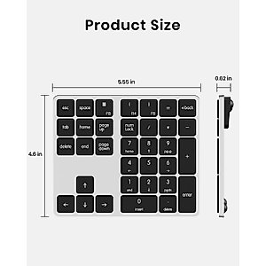 Kisnt Wired USB-C Number Pad, Slim Type-C Numpad 34 Key Numeric Keypad Portable 10 Key USB Keypad for Laptop, Apple Mac iMac MacBook Pro/Air, Windows PC