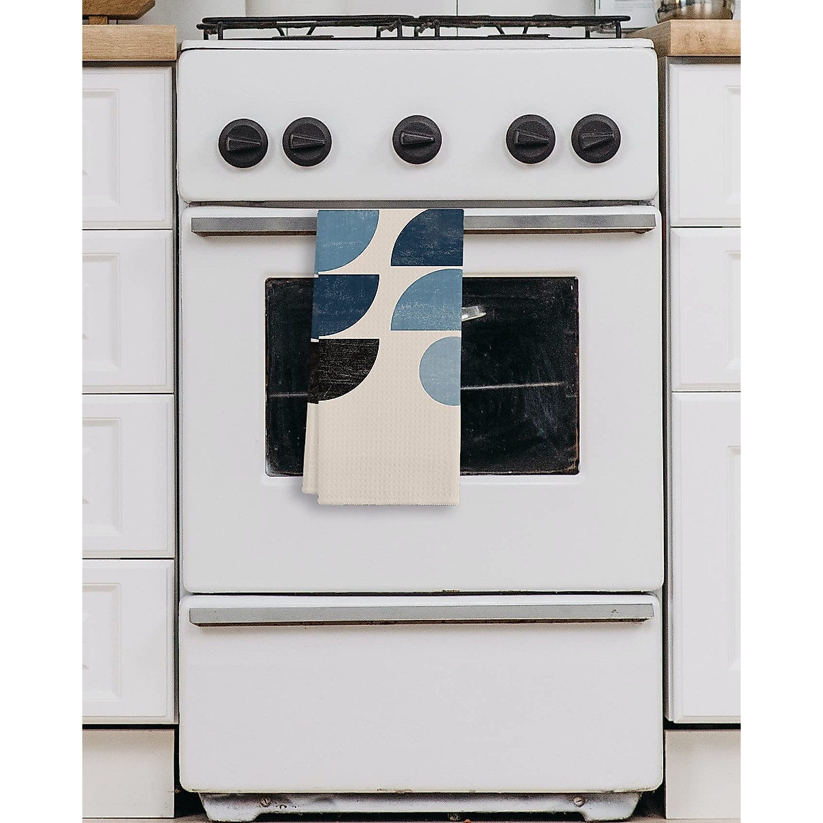 Blue Navy Retro Scandinavian Boho Mid Century Modern Art Kitchen Towels Tea Towels, 16 X 24 Inches Cotton Modern Dish Towels Dishcloths, Dish Cloth Flour Sack Hand Towel for Farmhouse Kitchen Decor