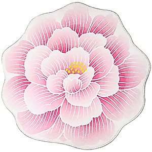 USTIDE Pink Flower Shaped Area Rug Washable Round Floral Carpet Absorbent Bathroom Rug Super Soft Round Play Rug for Kitchen Bedroom Living Room Nursery Decoration (39.3")
