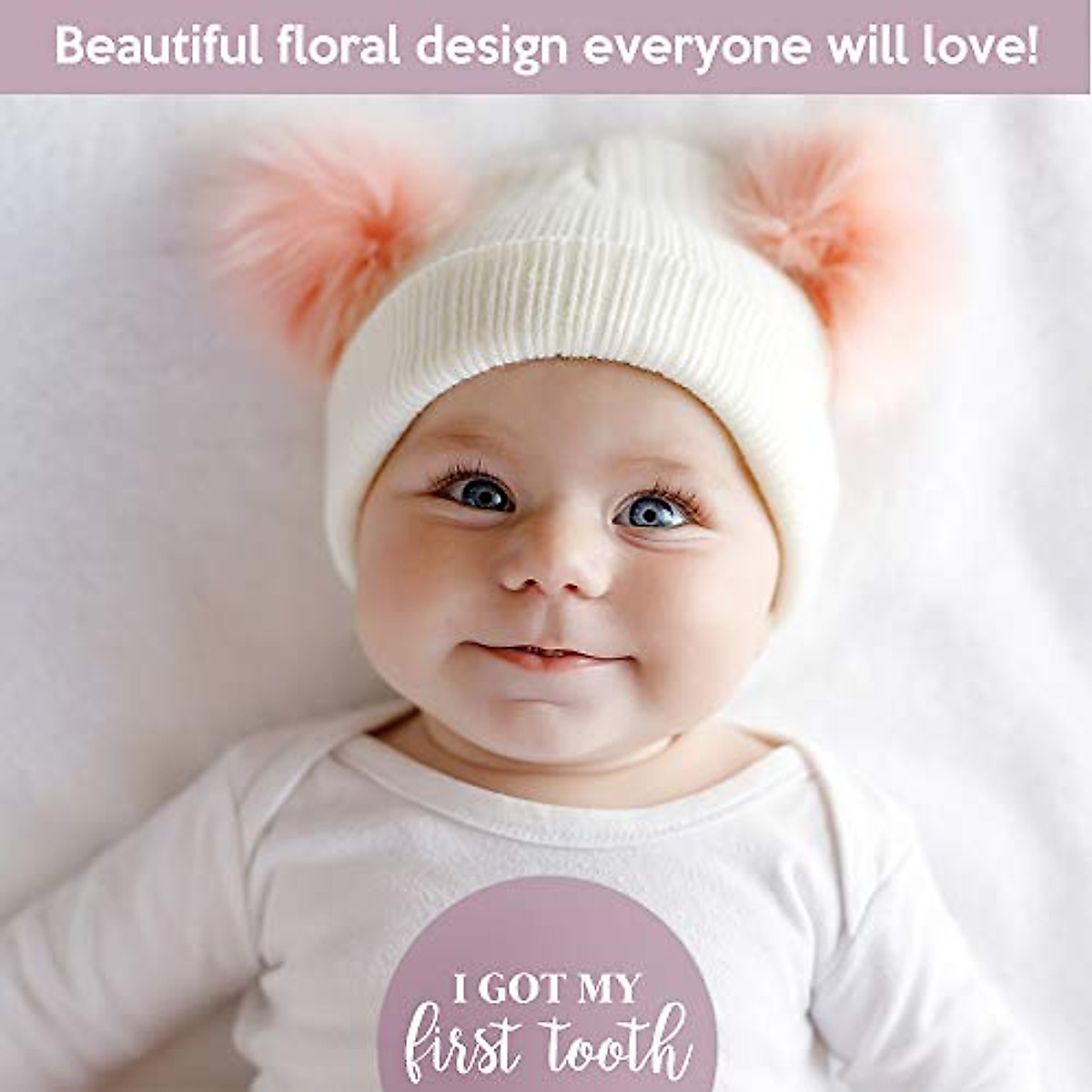 Baby Monthly Stickers | Floral Baby Milestone Stickers | Newborn Girl Stickers | Month Stickers for Baby Girl | Baby Girl Stickers | Newborn Monthly Milestone Stickers (Set of 24)