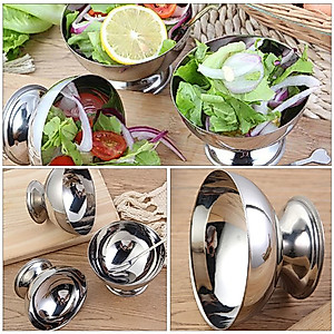 Cabilock Metal Salad Cup 2pcs Stainless Steel s Dessert Cups with Footed for Dessert Ice Cream Fruit Salad Snack Cocktail Condiment Ice Cream Bowl