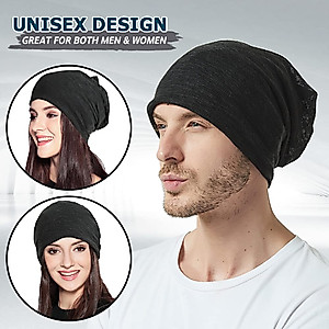 EINSKEY Cotton Slouchy Beanie Hat for Men/Women, Lightweight Oversize Large Thin Skull Cap Chemo Cap Night Sleeping Cap