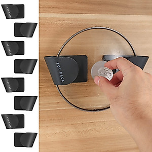 ywchoshe 6 Pairs Pot Lid Organizer, Adjustable Wall Mount Pot Lid Holder Organizer, Kitchen Cabinet Door Organizer Pot Lids Holder Hangers for Kitchen Wall Inside Cabinet Door, Black