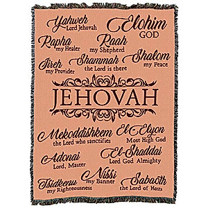 Pure Country Weavers Jehovah Blanket Mist - Religious Gift Tapestry Throw Woven from Cotton - Made in The USA (72x54)