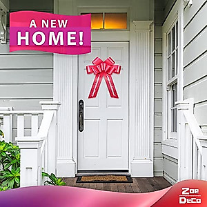 Zoe Deco Congratulations Car Bow (Large 23 inch, Red) Gift Bows, Giant Bow for Car, Huge Car Bow, Big Red Bow, Bow for Gifts, Christmas Bows for Cars, Gift Wrapping