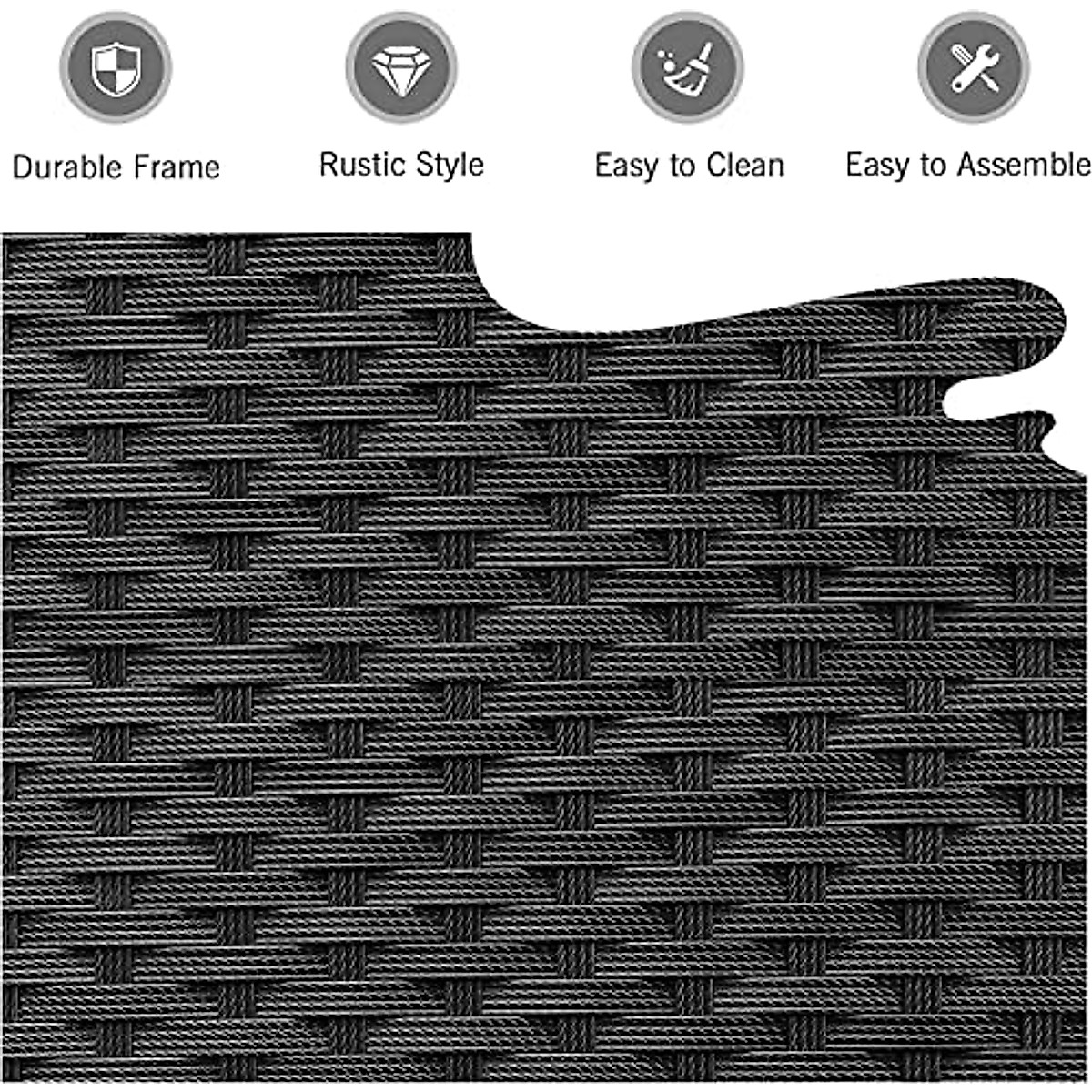 HAPPYGRILL 3 Pieces Patio Conversation Set PE Rattan Wicker Sofa Set with Cushions, Outdoor Furniture Set with Acacia Wood Coffee Table for Balcony Backyard Porch Garden