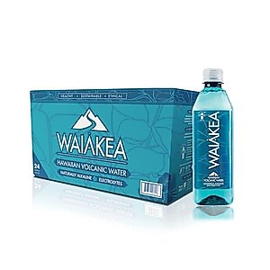 Waiakea Hawaiian Volcanic Water, Naturally Alkaline, 100% Recycled Bottle, 16.9 Fl Oz (Pack of 24)
