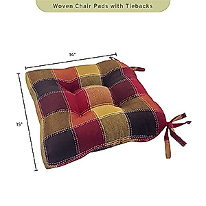 Arlee Home Fashions – Fiber Filled Premium Polyester, Chair Pads - Chair Pads with Tiebacks –16” L X 16” W – Multicolor - Set of 4