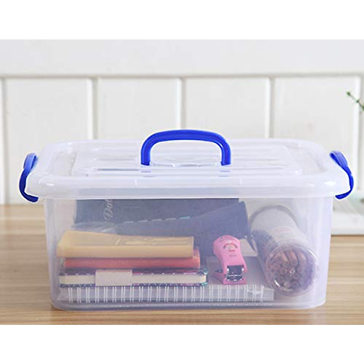 9 Quart Clear Storage Latch Bins with Lids/Handle, Plastic Clear Stackable Box, 9-Liter (2 Pack)