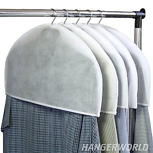 HANGERWORLD Breathable Shoulder Covers Clothes Dust Protectors for Closet Storage (10 Pack, White)