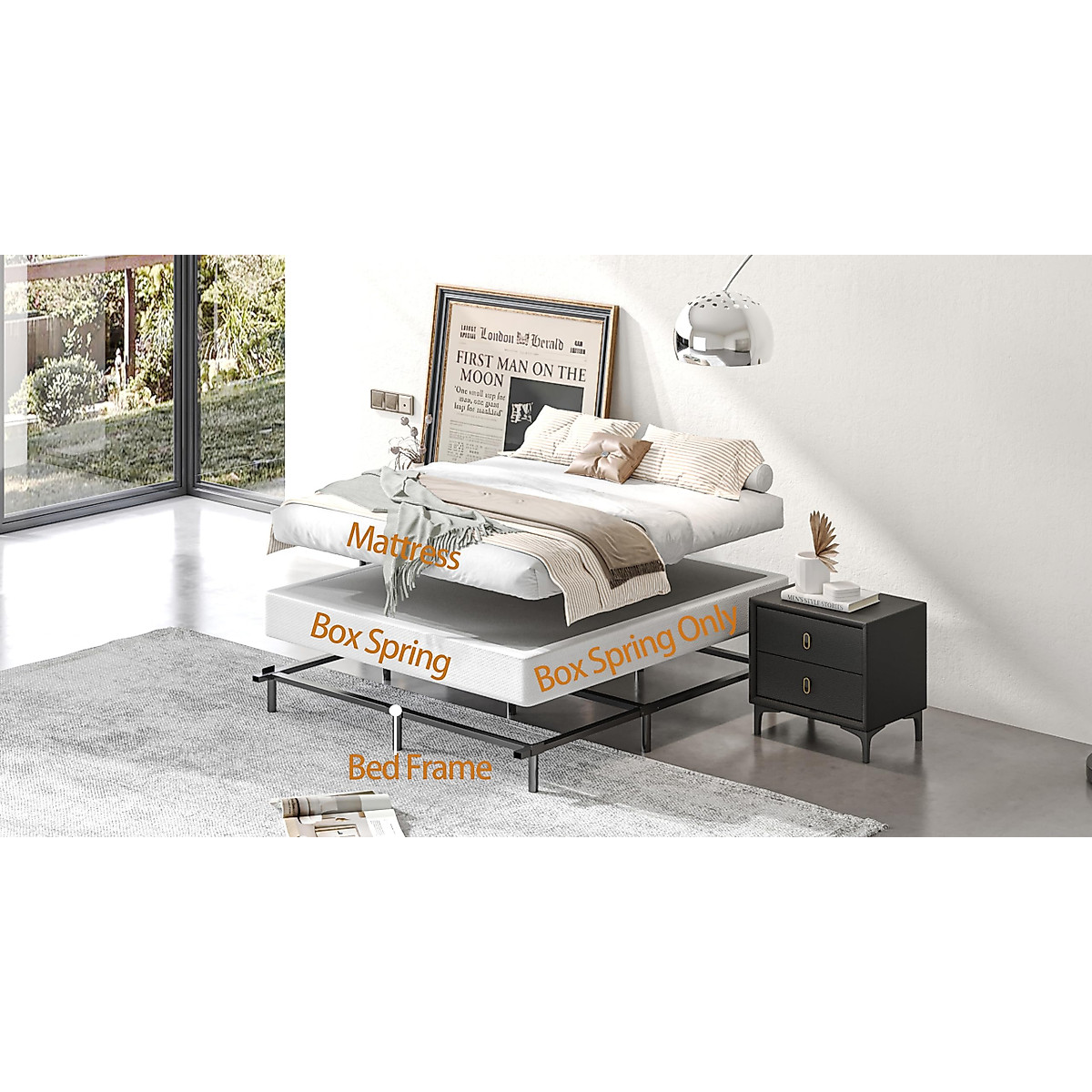 JWIFSEF Queen-Box-Spring 7 inch,Box Spring for Queen Bed,Easy Assembly Box Spring Queen, Metal Sturdy Heavy Duty,with Fabric Cover,Mattress Foundation,No Squeaky,3500lbs Max Weight Capacity